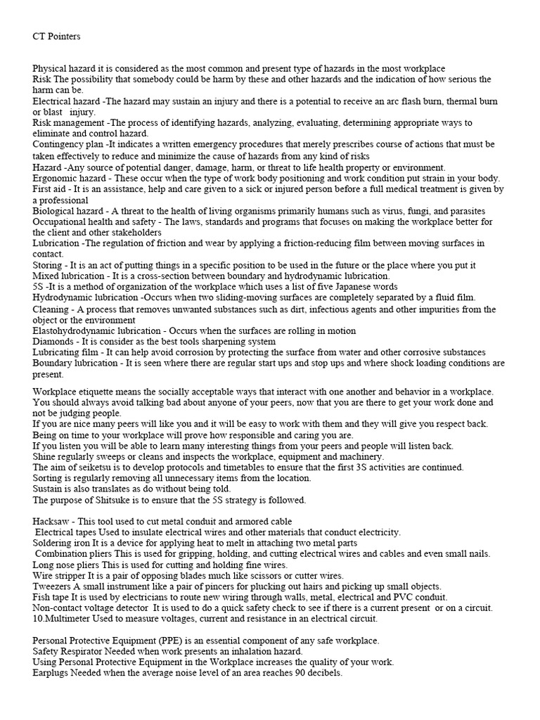 G9 ICT - CT Pointers | PDF | Hazards | Personal Protective Equipment