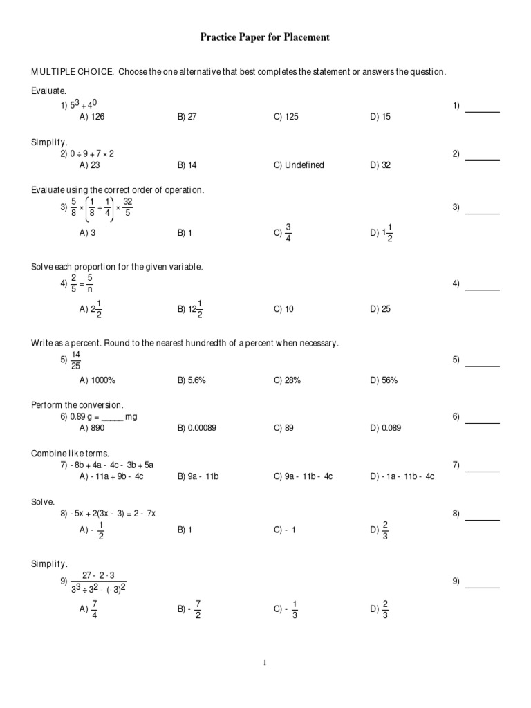Math10 Practice Placement | PDF | Mathematics | Theoretical Computer ...