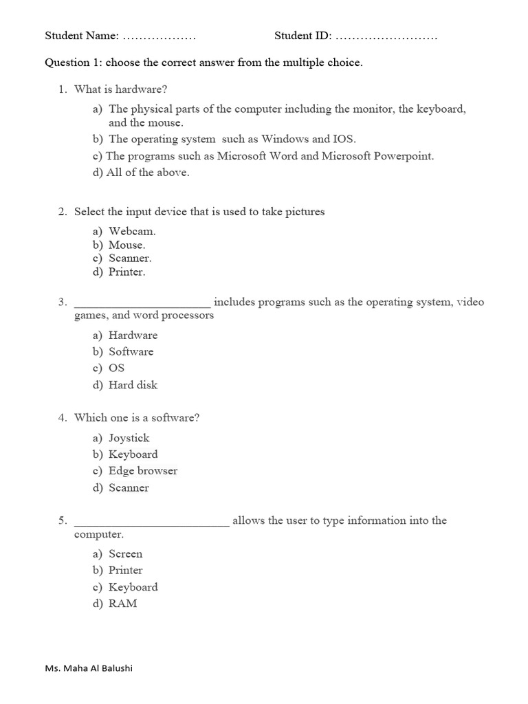 Quiz 1 Revision | PDF | Computer Data Storage | Computer Hardware