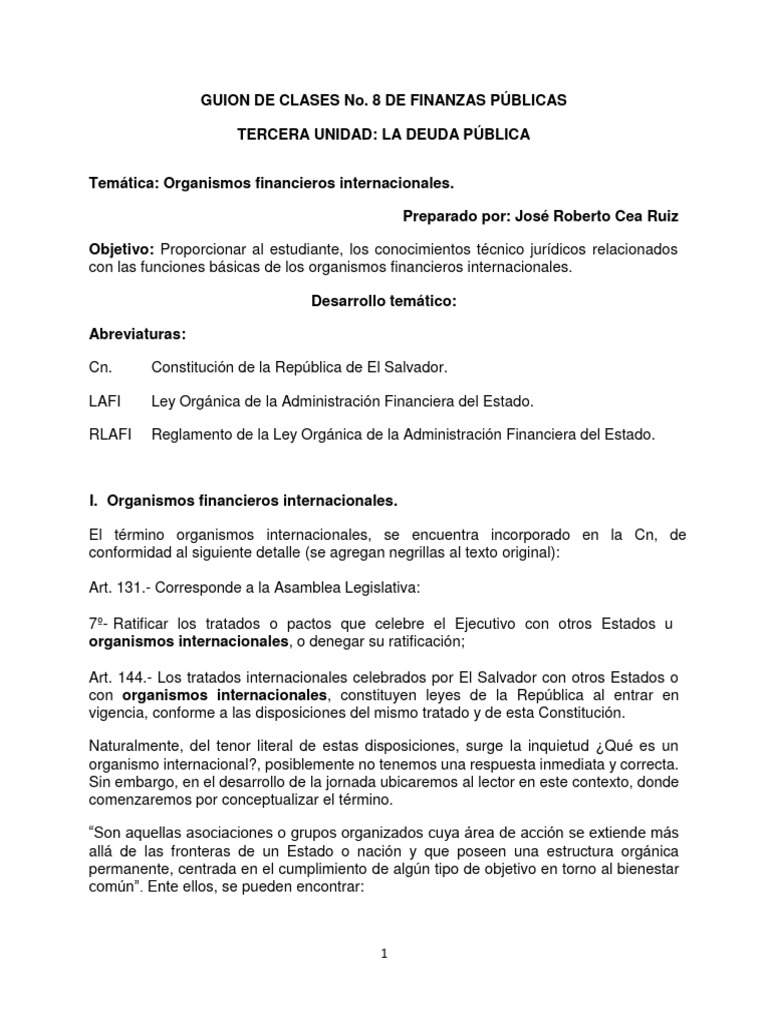 8 - Guion de Clases FP 8 2023 | PDF | Fondo Monetario Internacional | Banco Mundial