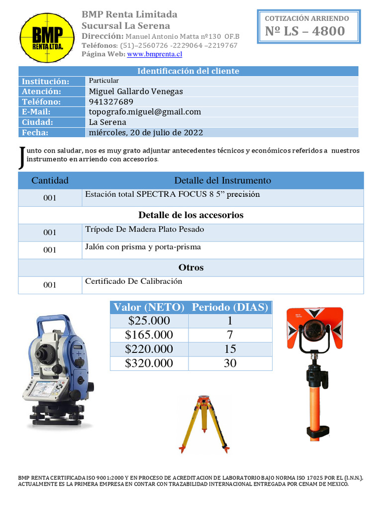 Nº 4800- ESTACION TOTAL SPECTRA FOCUS 8 - MIGUEL GALLARDO | PDF ...
