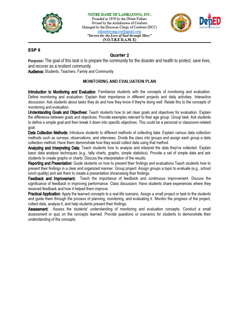 Esp 8 2ND Q Scaffolding | PDF | Evaluation | Data