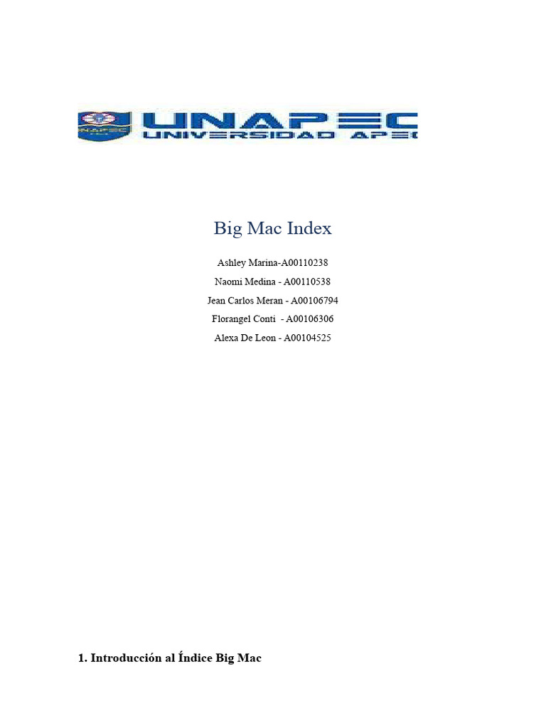 Guía del Índice Big Mac | PDF | Costo de la vida | Paridad del poder adquisitivo