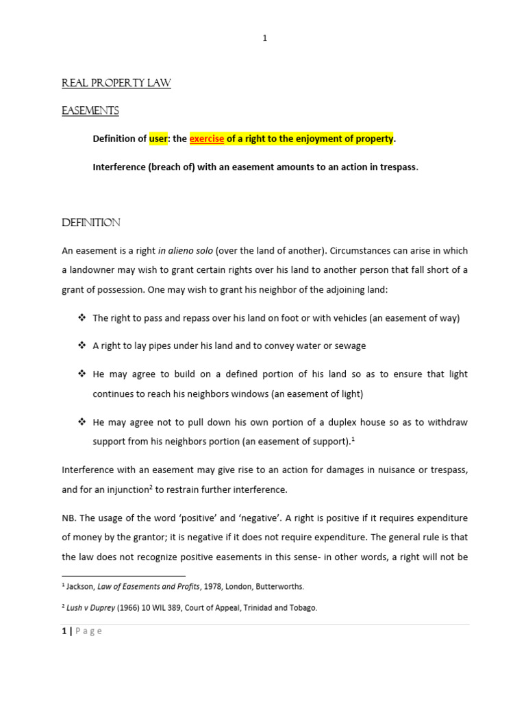 Lect. 5 Easements - Characteristics and Aquisition | PDF | Easement ...