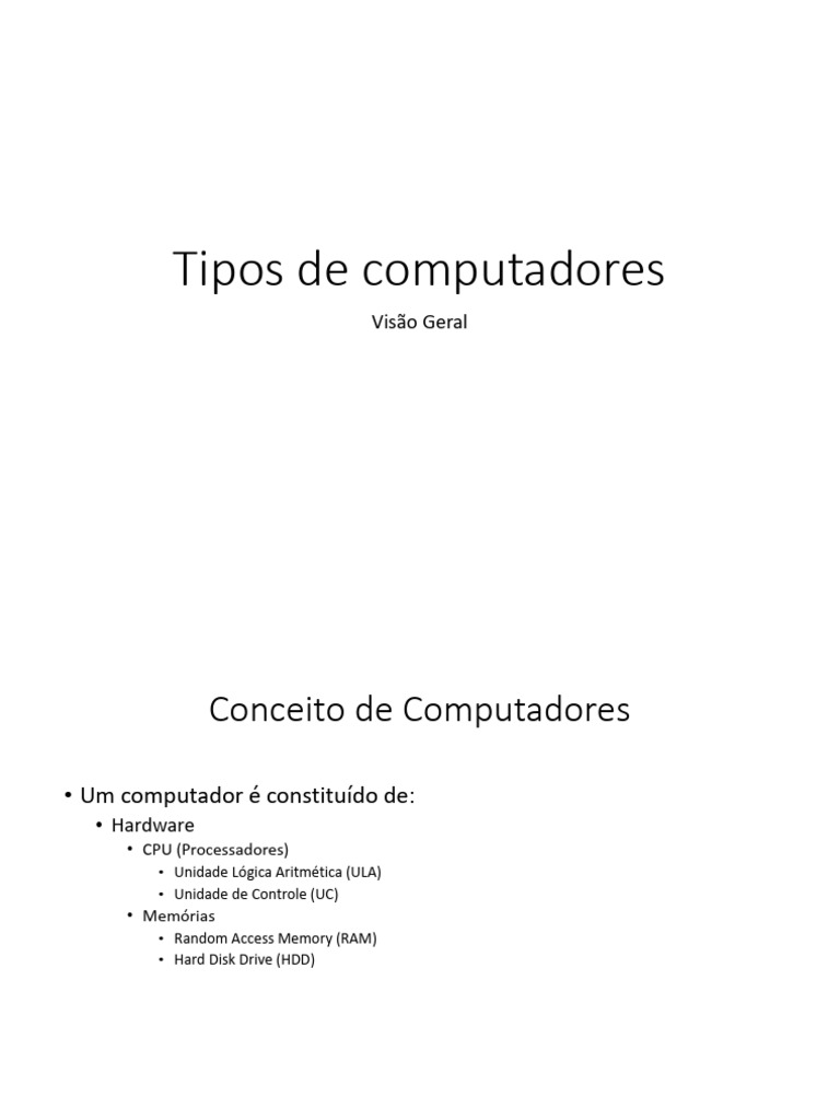 Aula 3- Tipos de Computadores e Características | PDF | Servidor (informática) | Hardware de ...