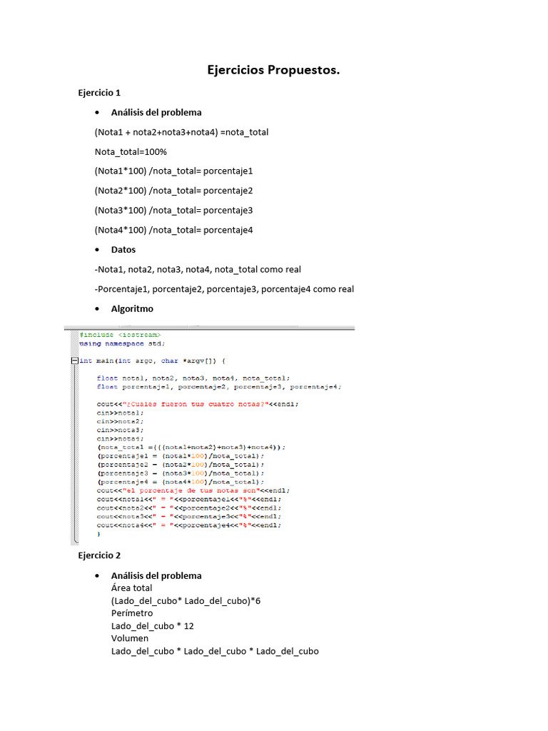 Ejercicios Propuestos | PDF | Algoritmos | Programación de computadoras