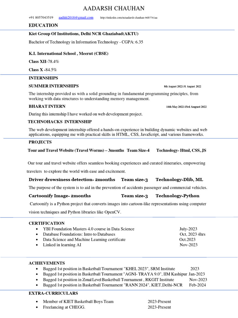 Aadarsh Resume New | PDF | Web Development | World Wide Web