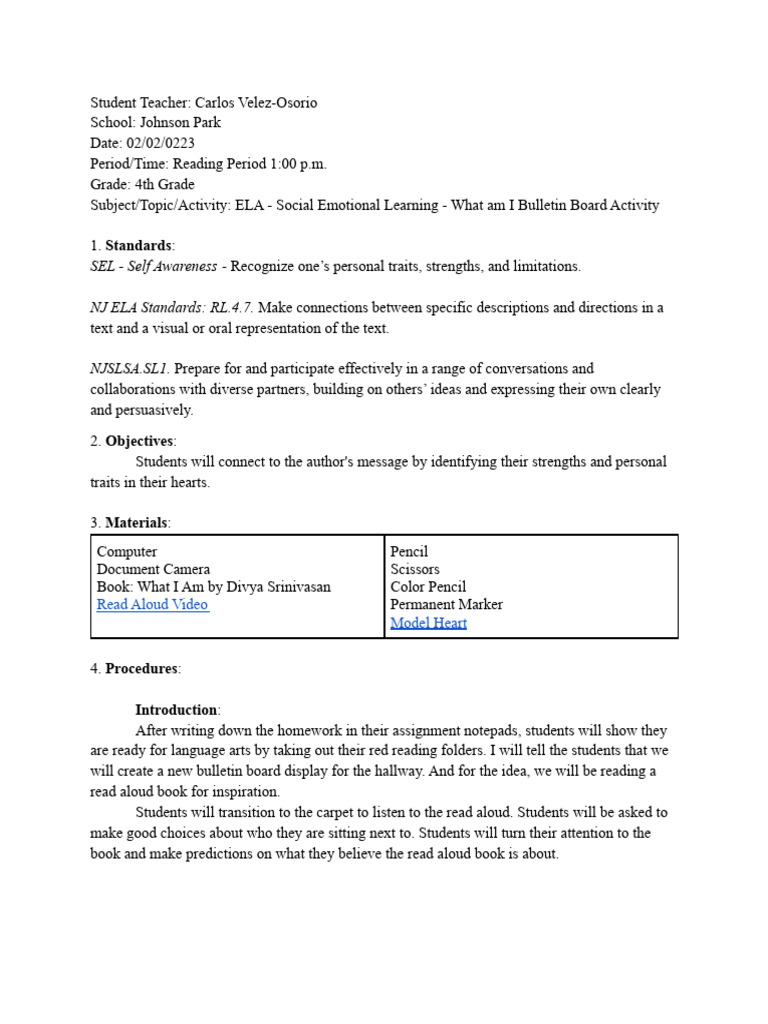 Observation 1 - Sel What I Am Lesson 1 | PDF | Teachers | Behavioural ...