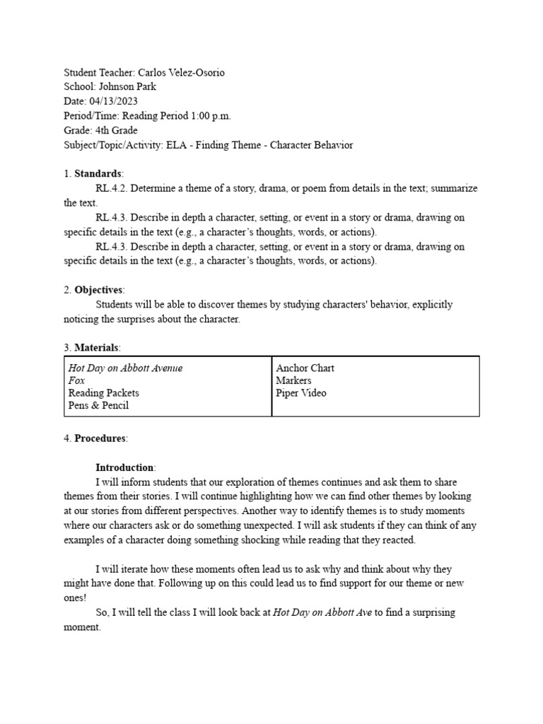 Finding Themes in 4th Grade ELA | PDF | Thought | Cognition