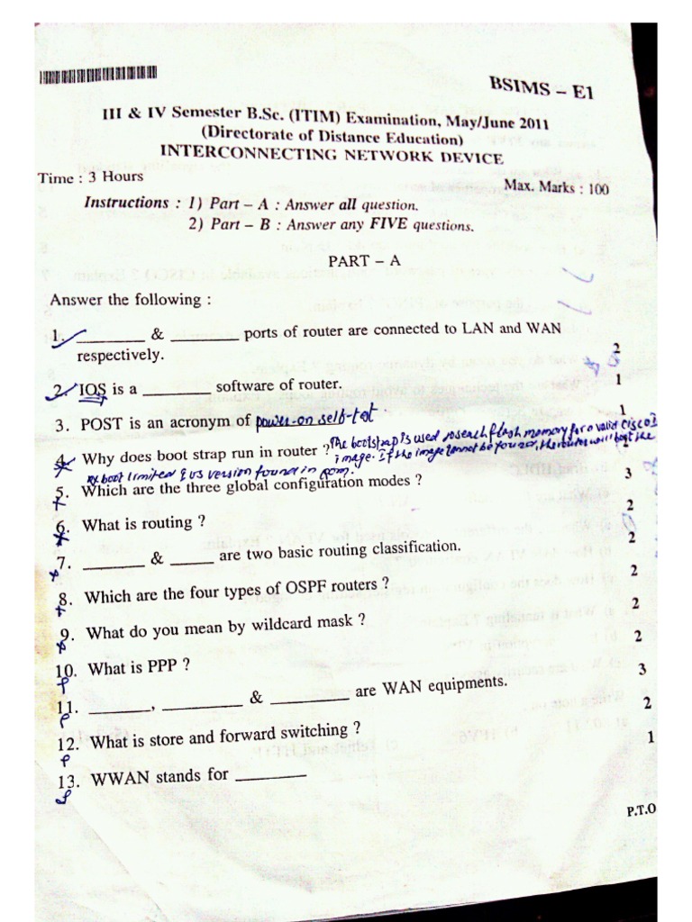 BSC (ITIM) Examination Question Paper 2011 | PDF