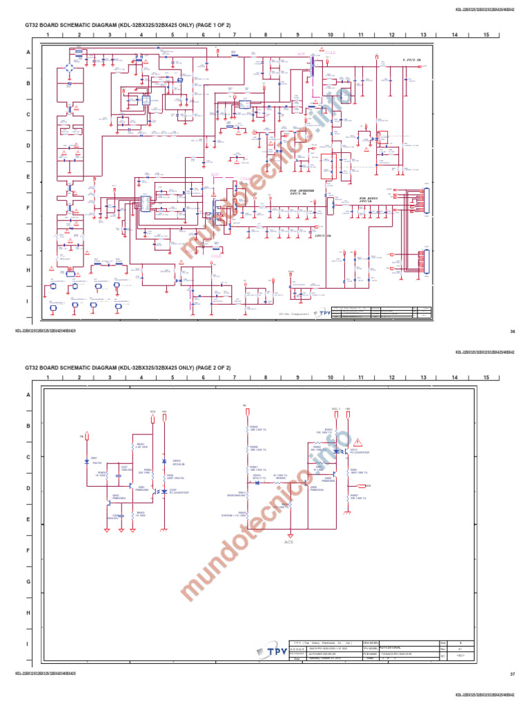 Gt32 Board Schematic Diagram (Kdl-32Bx325/32Bx425 Only) (Page 1 of 2) 1 ...