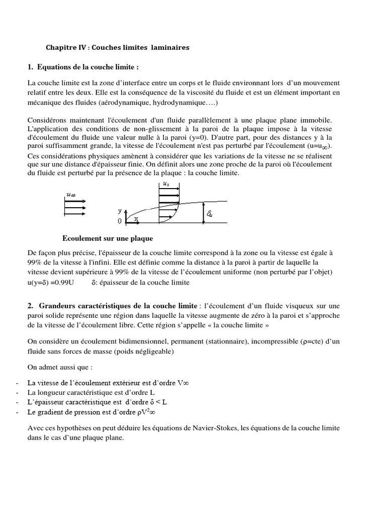Équations de la couche limite laminaire | PDF | Couche limite | Fluide
