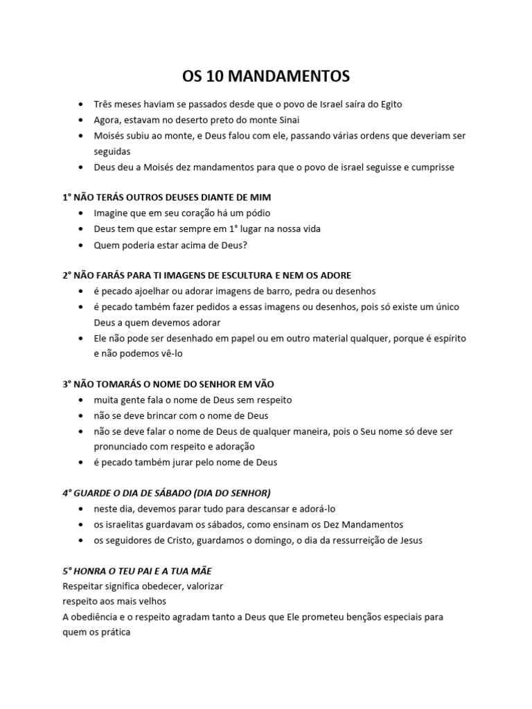 Os 10 Mandamentos | PDF | Os Dez Mandamentos | Crença e doutrina religiosa