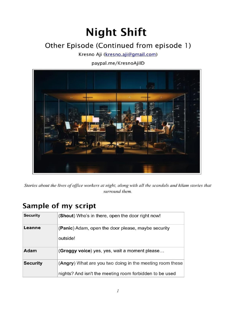 NightShift-Sample of My Script | PDF