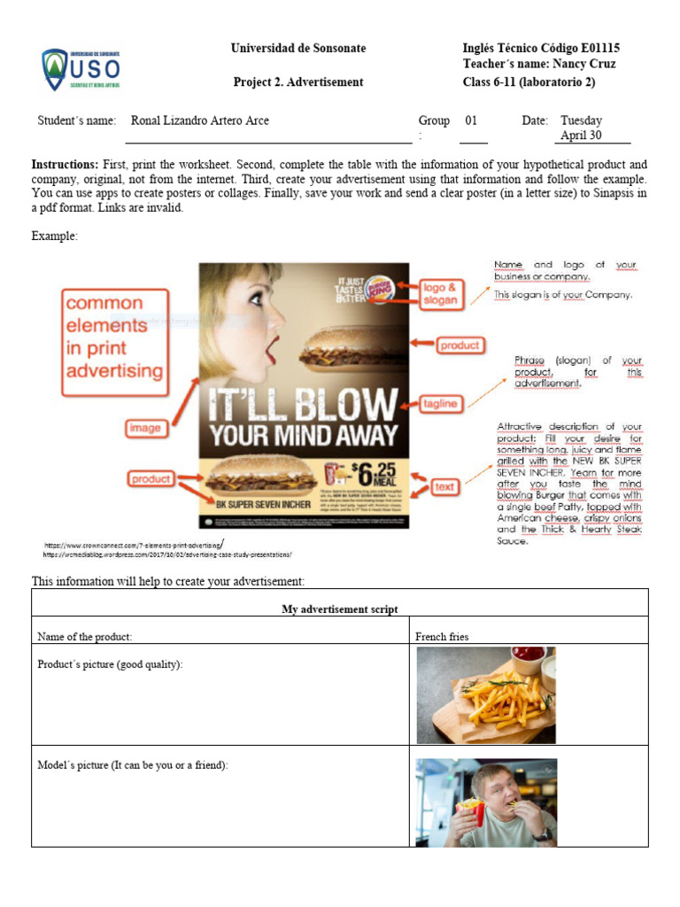 EXAMPLE PROJECT 2 AND FORMAT | PDF | Foods