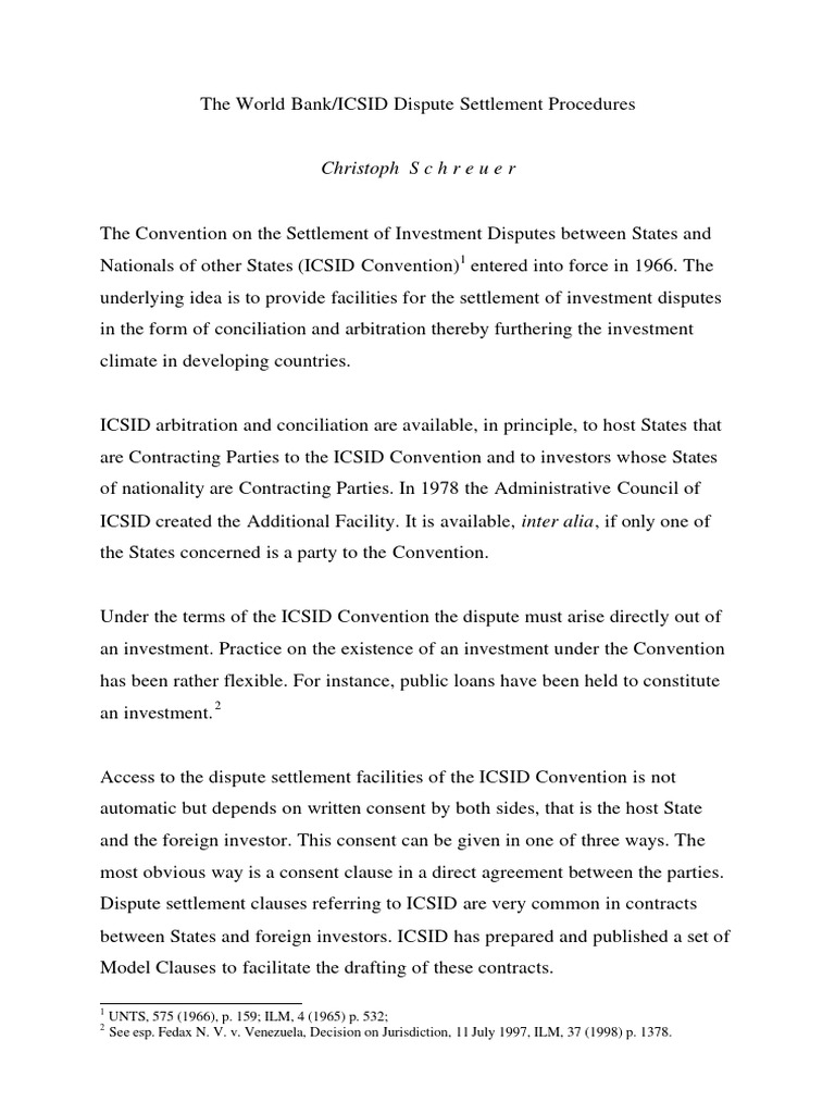 ICSID Dispute Settlement Guide | PDF | Arbitration | Business Law