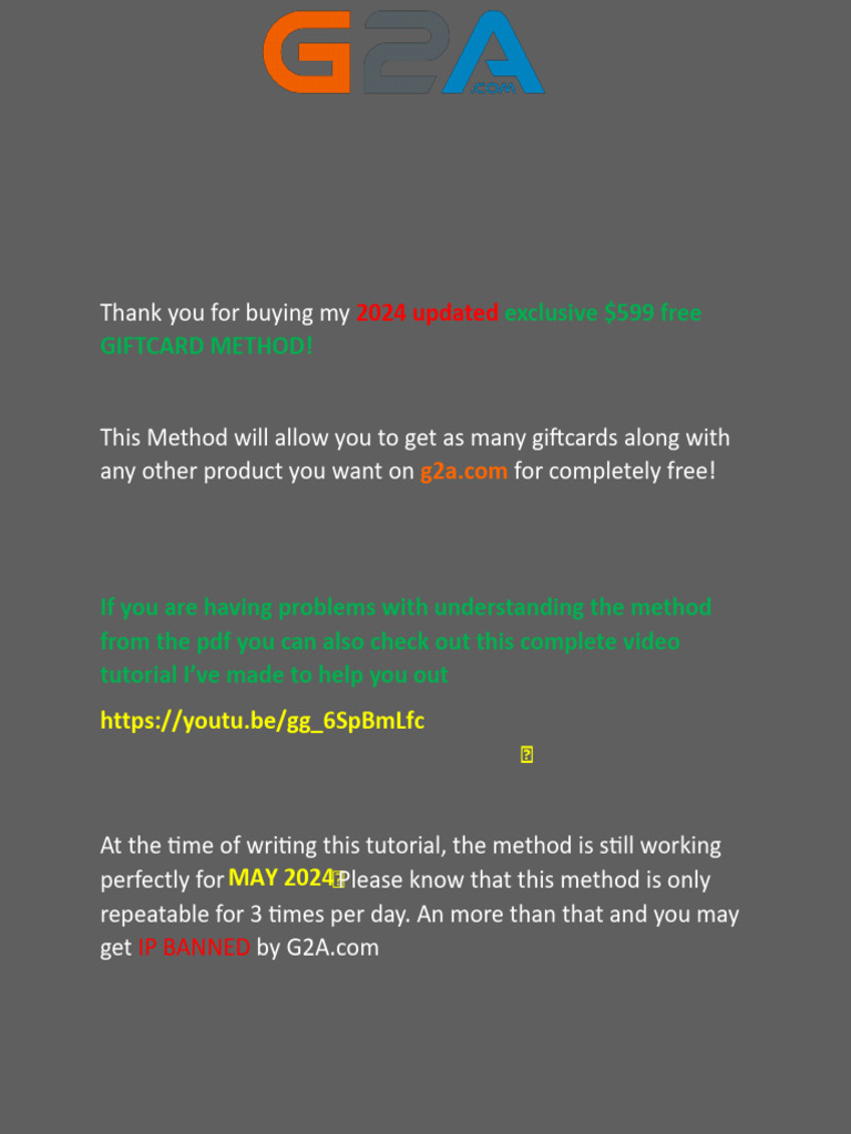 G2a 2024 Updated Free Giftcard Method | PDF | Bitcoin | Computing