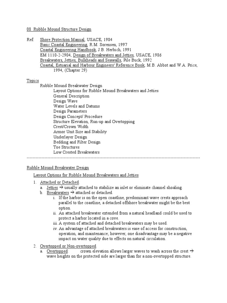Rubble Mound Structure Design | PDF | Tide | Beach
