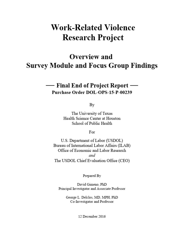 Work Related Violence Research Project Final Report | Download Free PDF | Survey Methodology ...