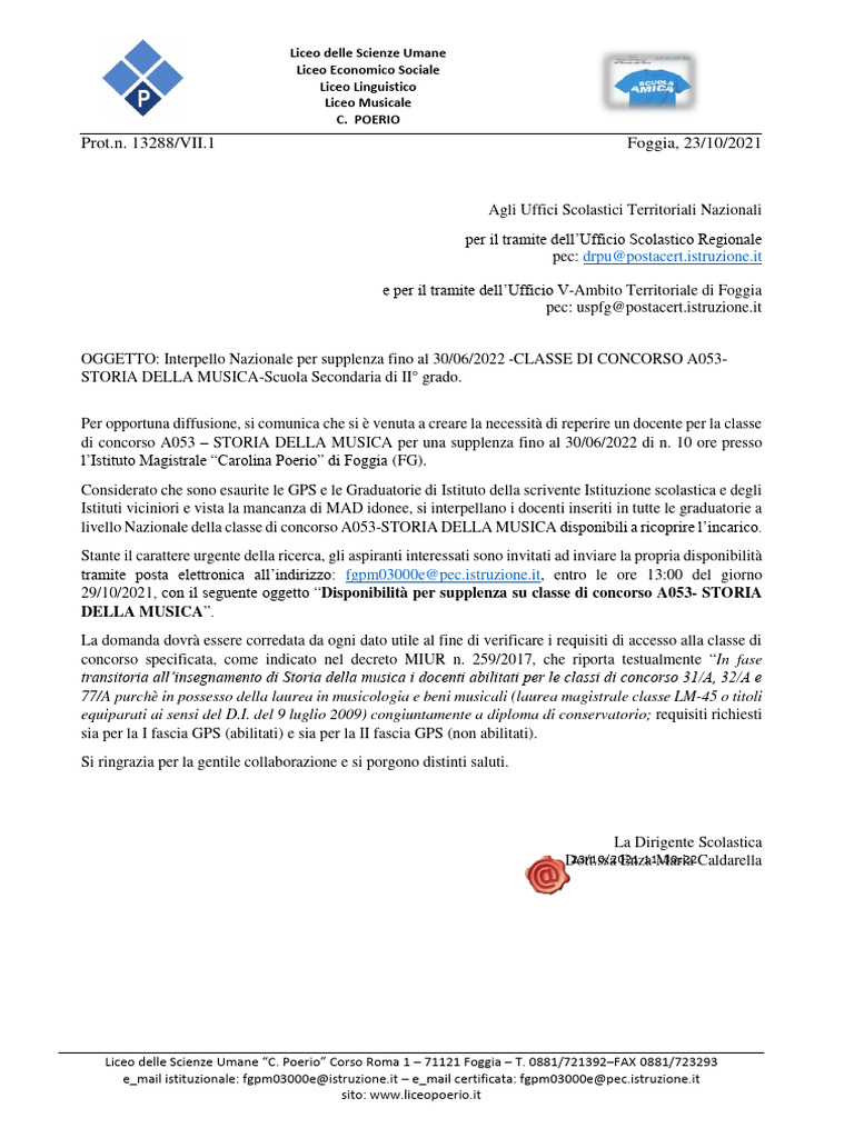 Interpello Storia Della Musica A053.pdf - Pades | PDF