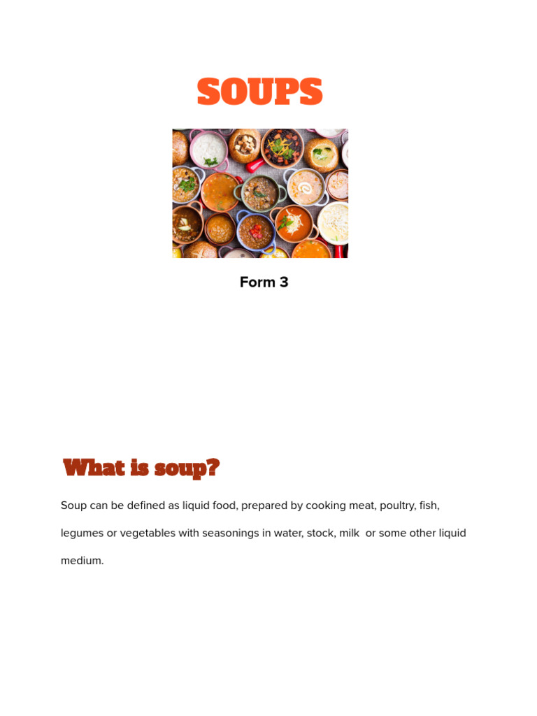 Soups Form 3 | PDF | Soup | Cooking