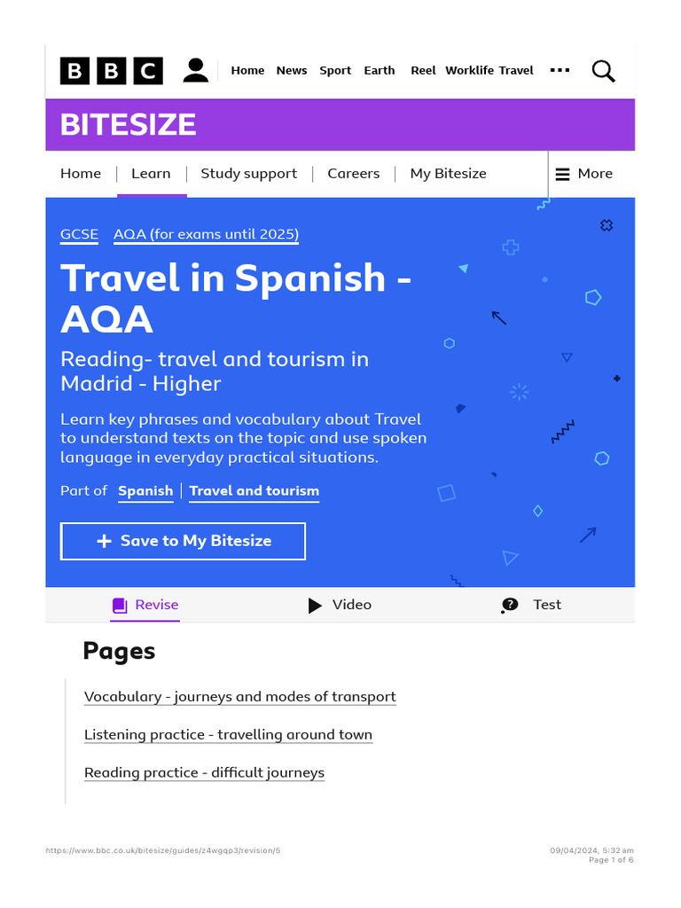 Reading - Travel and Tourism in Madrid - Higher - Travel in Spanish ...