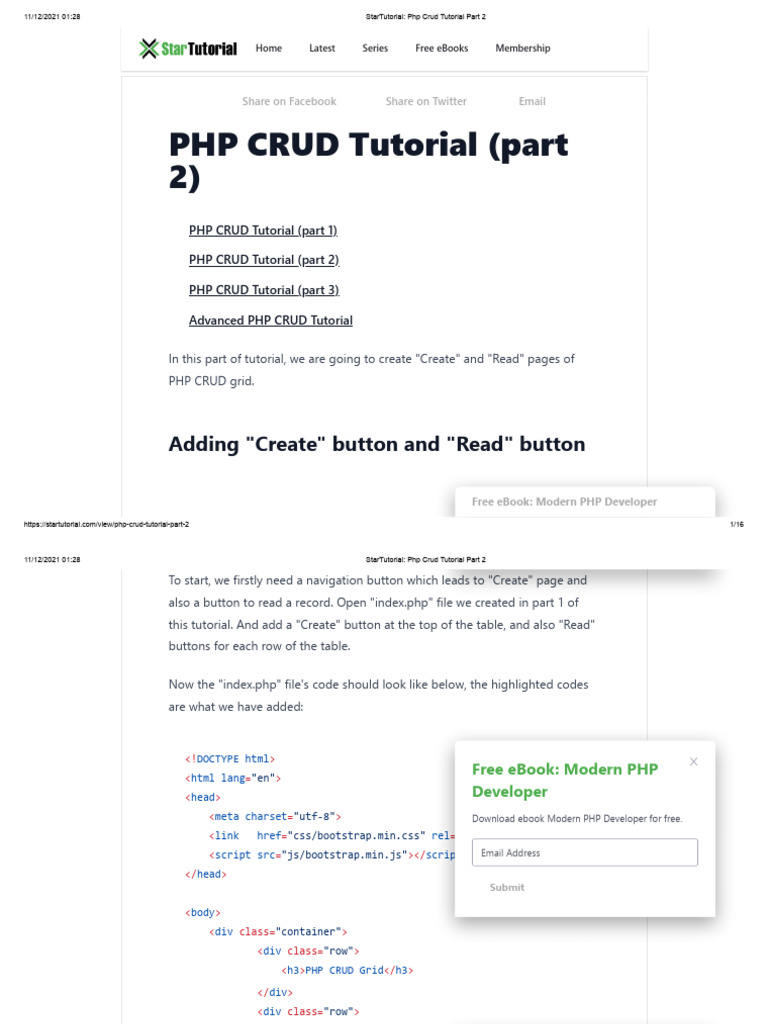 Startutorial Php Crud Tutorial Part 2 Pdf Php Databases 