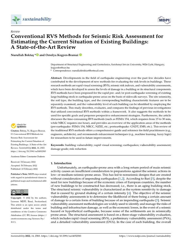 Conventional RVS Methods For Seismic Risk Assessment For Estimating The ...