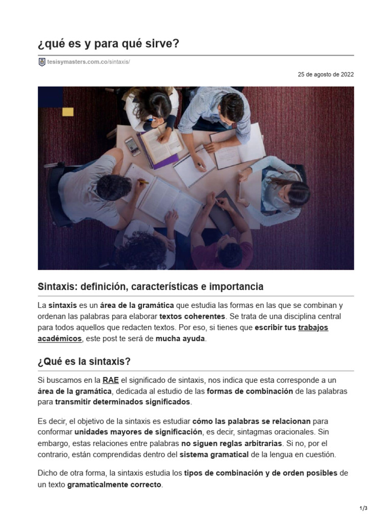 1 - Sintaxis - Definición, Características e Importancia | PDF ...