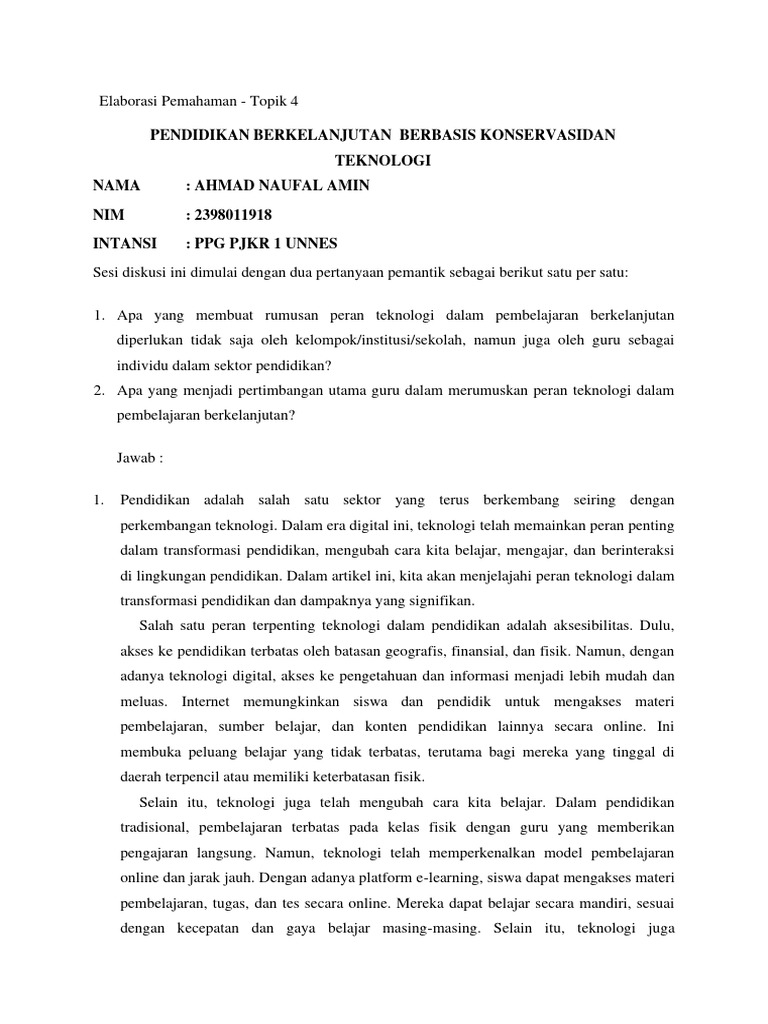 Elaborasi Pemahaman Topik 4 | PDF