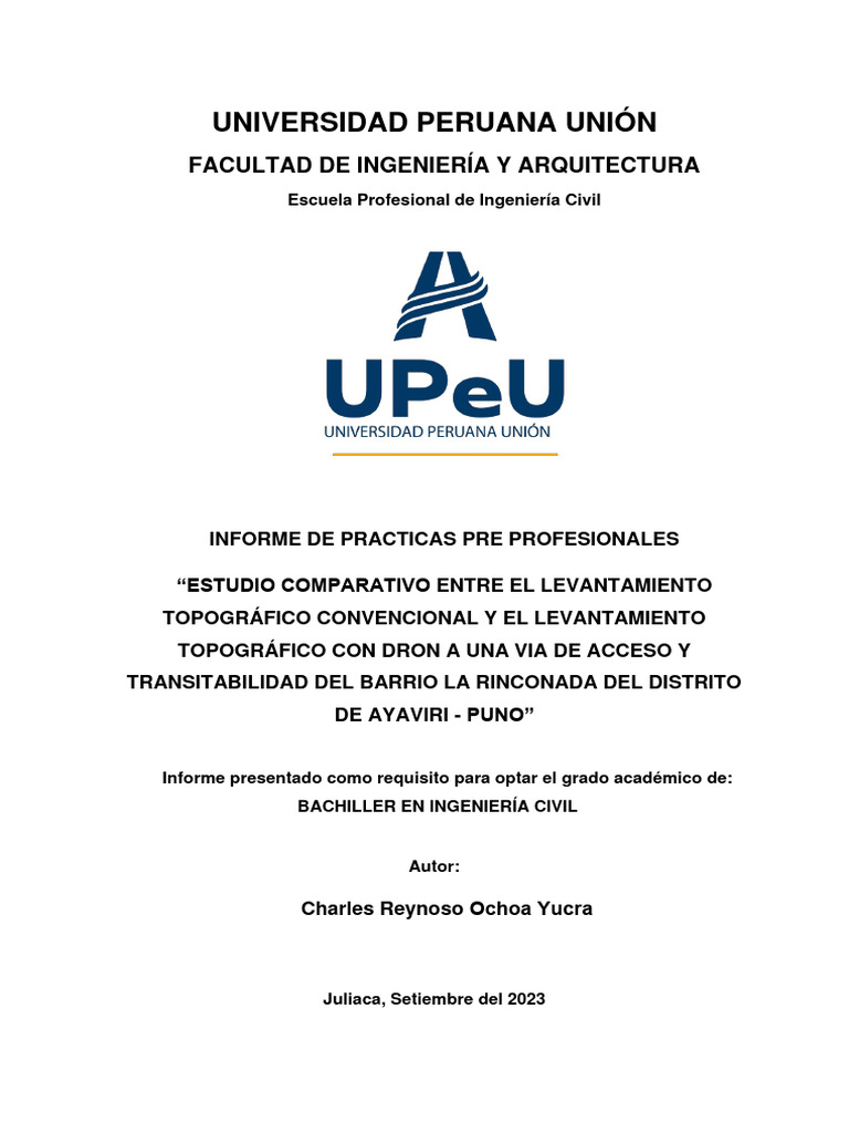 Informe Charles Ochoa | PDF | Topografía | Vehículo aéreo no tripulado
