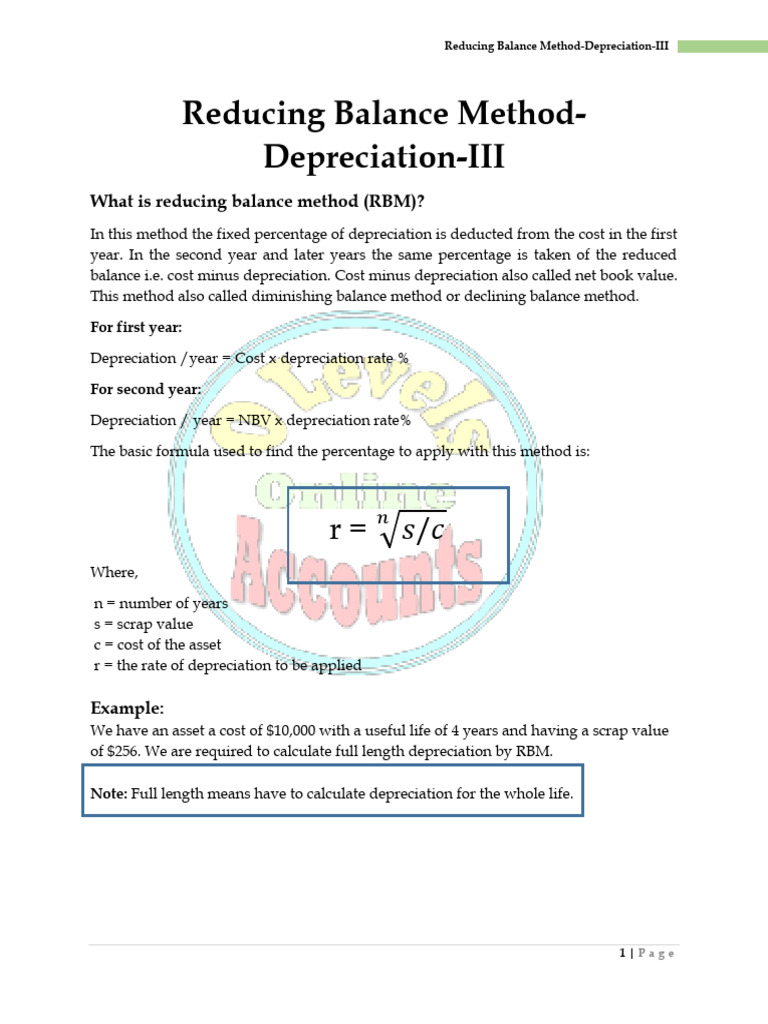 Depreciation-III-Reducing Balance Method | PDF | Depreciation | Book Value