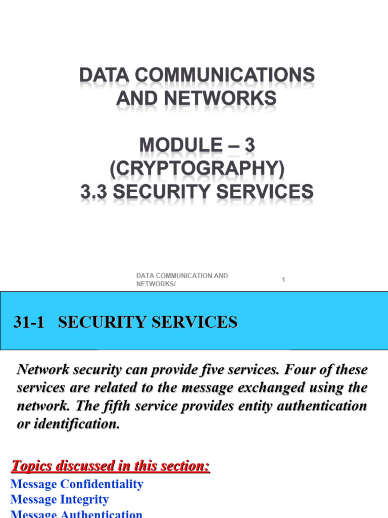 3.3 Security Services | PDF | Cryptography | Public Key Cryptography