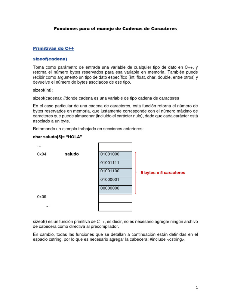 Funciones para Manejo de Cadenas de Caracteres | PDF | C ...