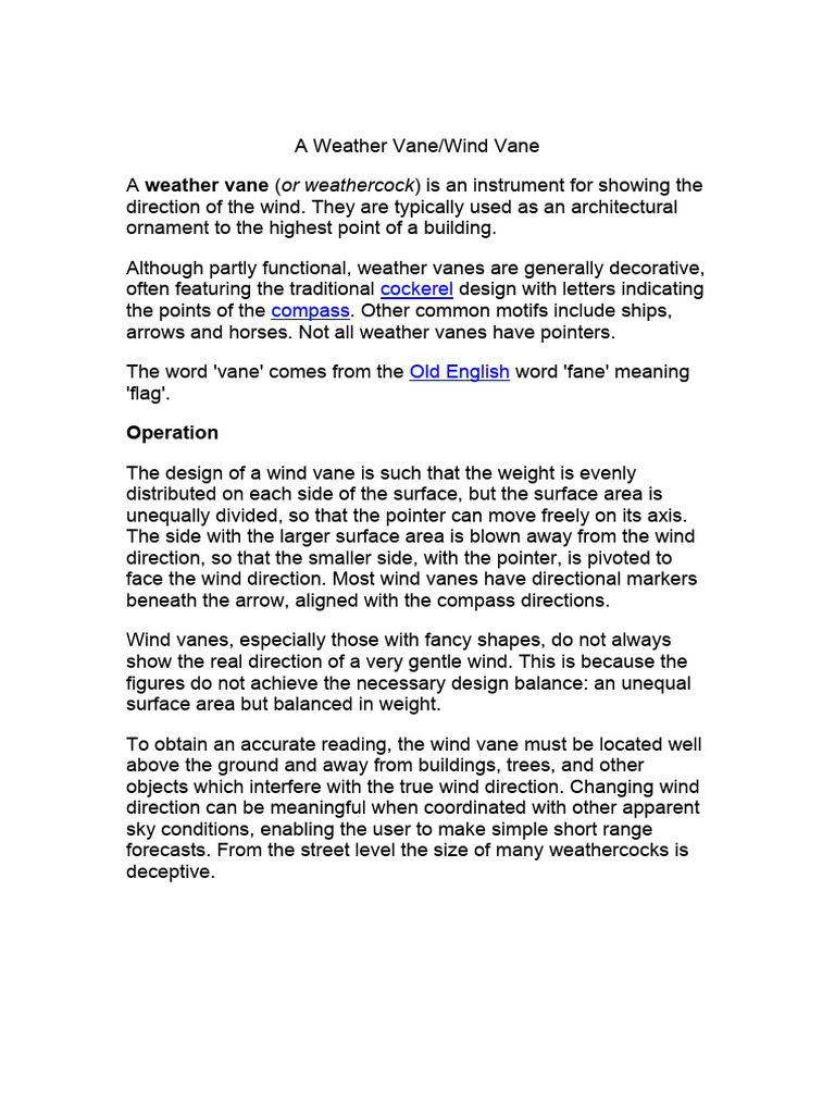A Weather Vane information | PDF