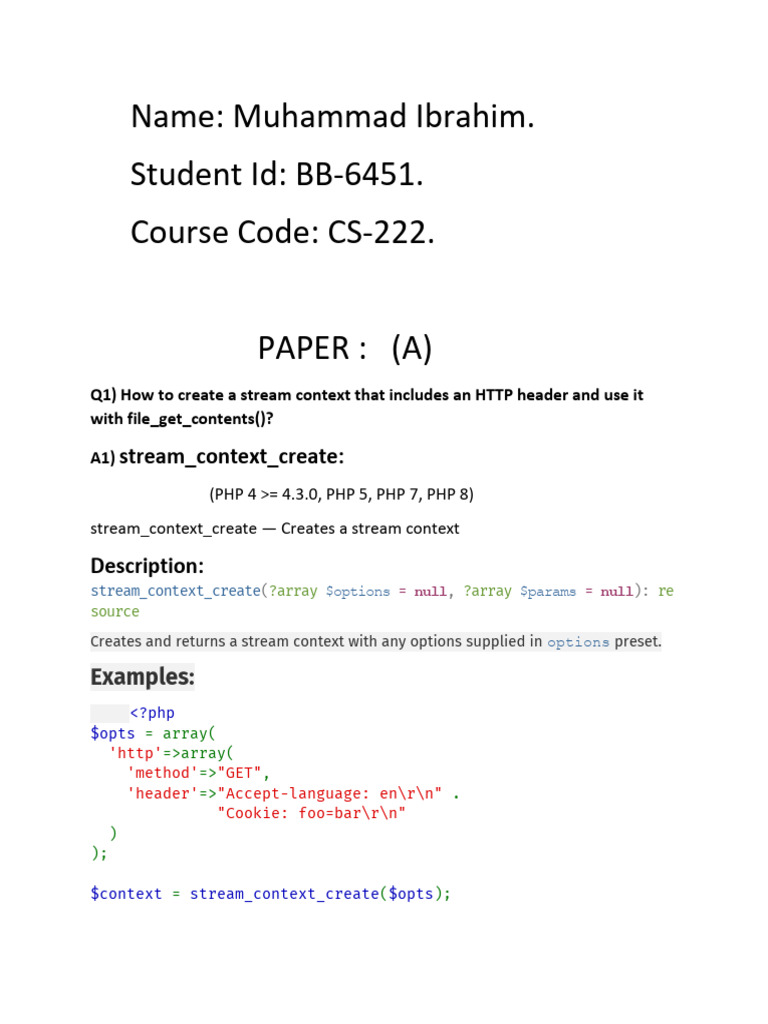 Paper (A) | PDF | Class (Computer Programming) | Php