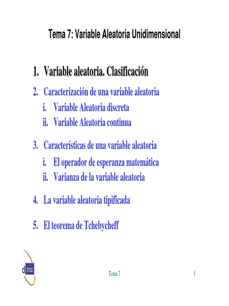 Tema 07 | PDF | Variable aleatoria | Aleatoriedad