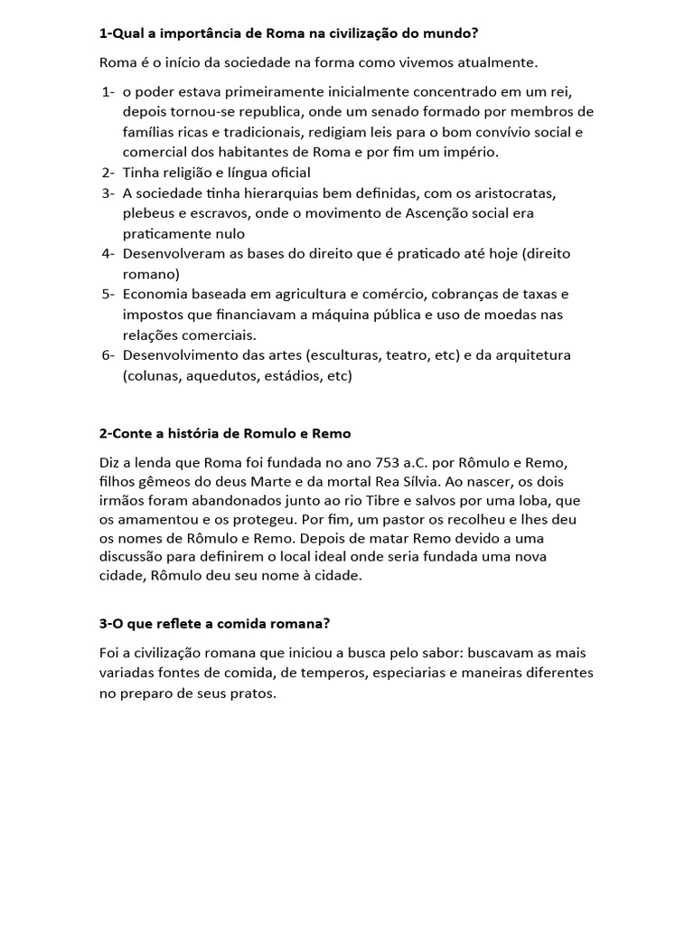 Importância de Roma na Civilização Mundial | PDF | Roma | Roma Antiga