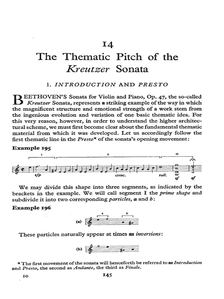 I4 The Thematic Pitch of The Kreutzer Sonata: 1. Introduction and Presto | PDF | Tempo | Sonata
