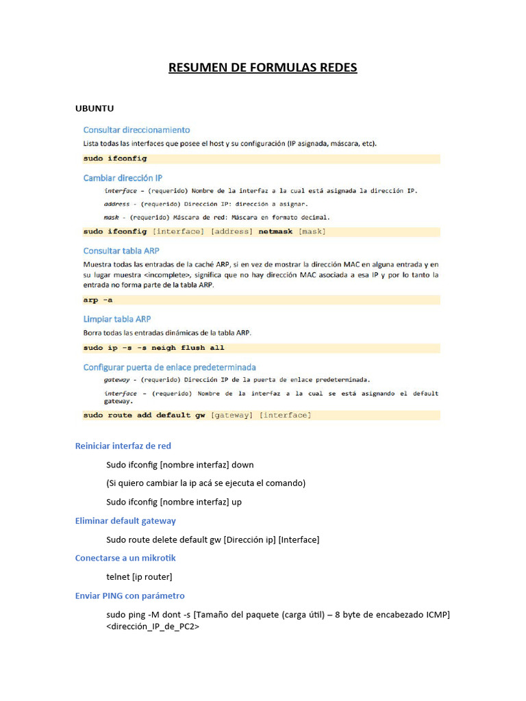 Resumen de Comandos Redes | PDF | Enrutador (Computación) | Protocolos de red