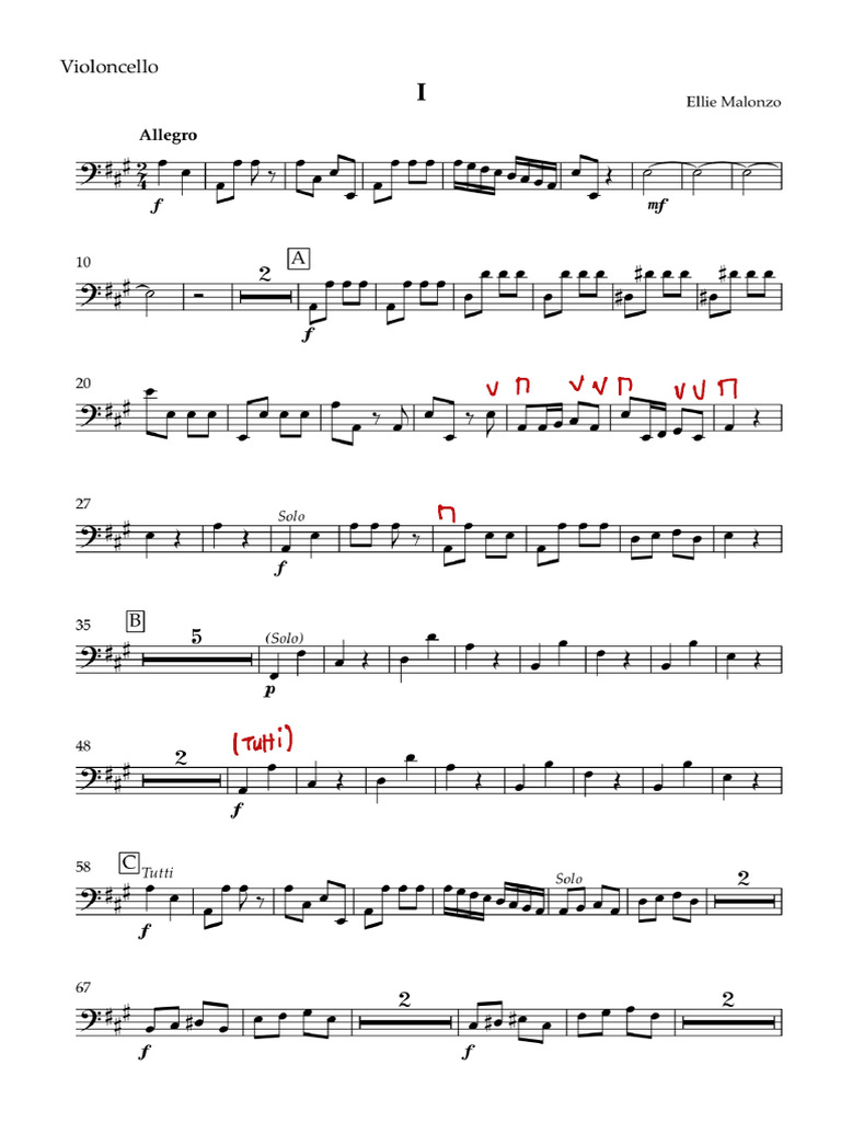 Malonzo Concerto in A Cellos | PDF