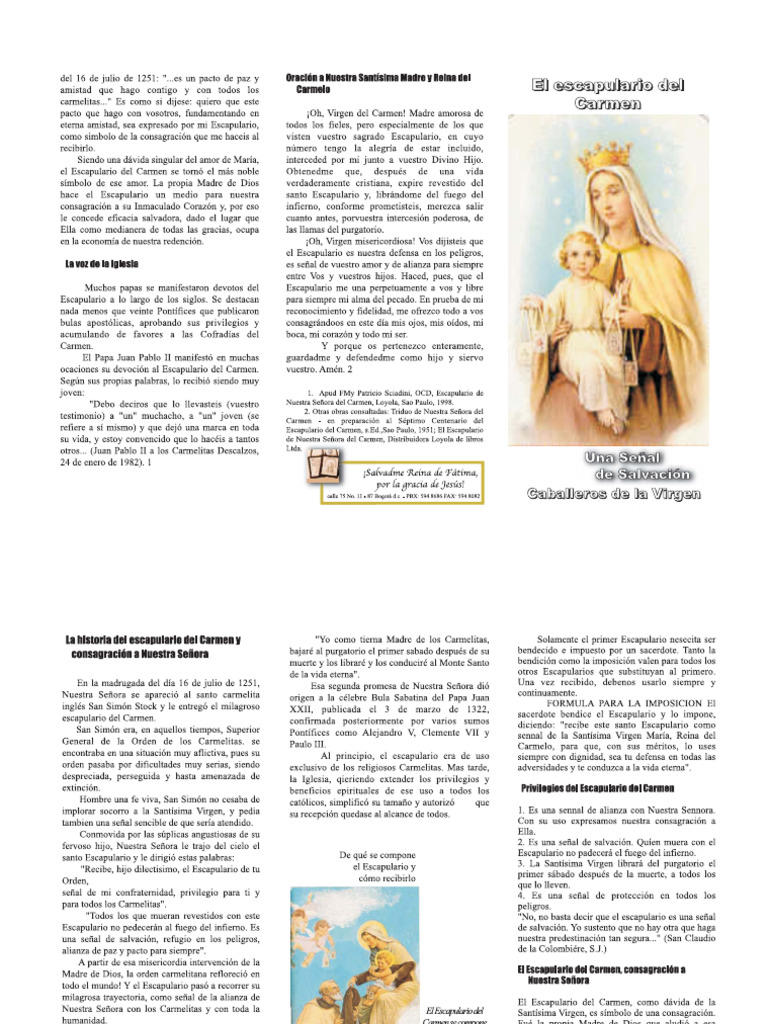 Explicación Del Escapulario | PDF