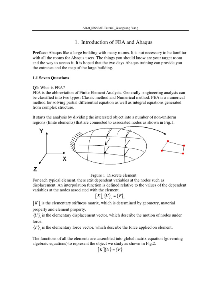 Tutorial 1 Introduction of FEA and ABAQUS | PDF | Finite Element Method ...