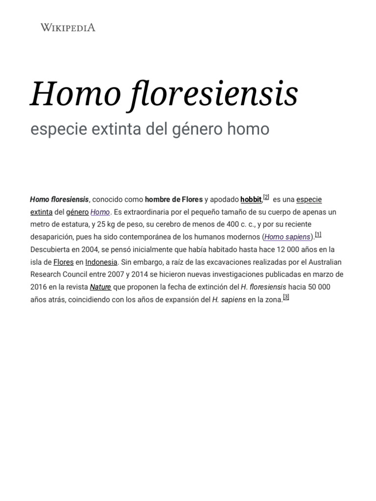 Homo Floresiensis - Wikipedia, La Enciclopedia Libre | PDF | Homo ...