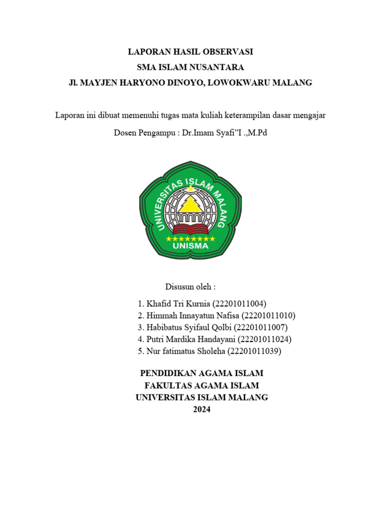 Hasil Observasi - Keterampilan Kel.03 | PDF