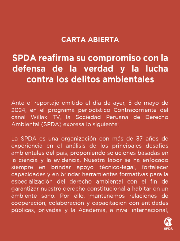 Carta Abierta - SPDA | PDF