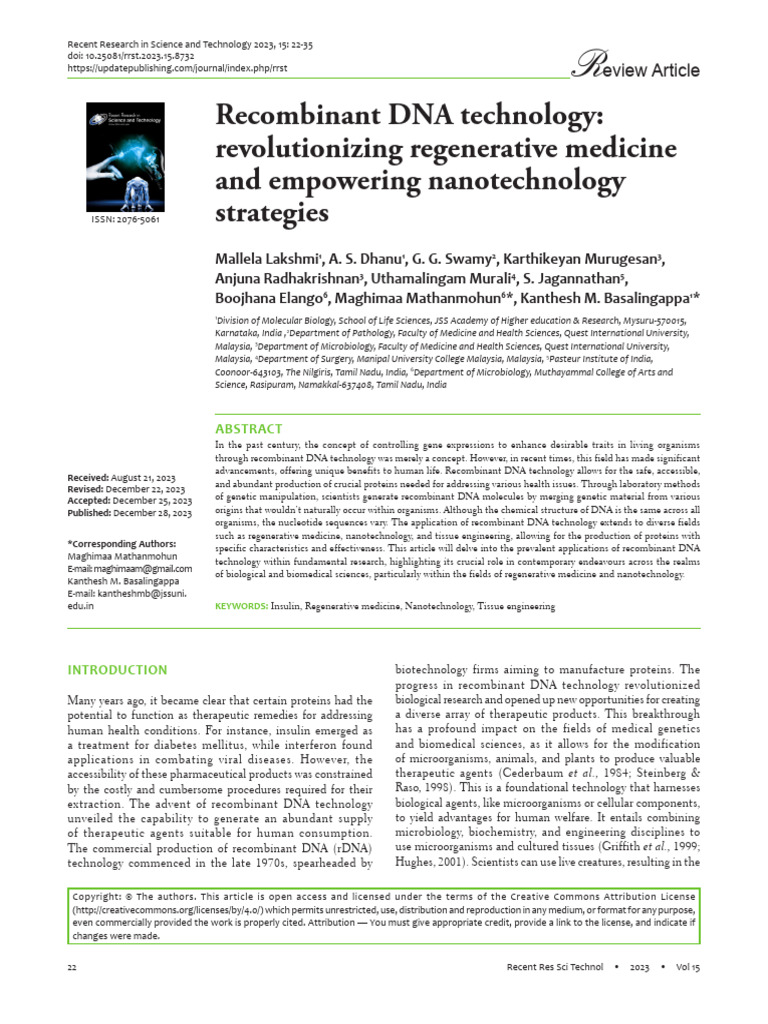 DNA Technology | PDF | Recombinant Dna | Amyloid Beta