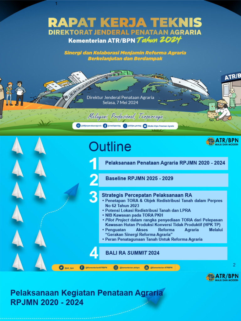 Paparan Dirjen Penataan Agraria - Rakernis Pentag 2024 | PDF | Sains & Matematika