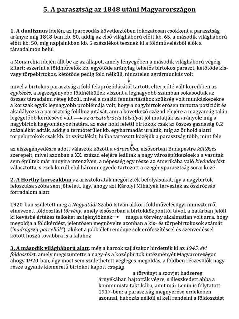 A Parasztság Az 1848 Utáni Magyarországon | PDF