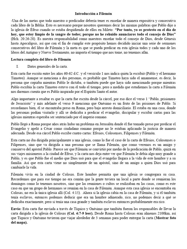 Análisis de Filemón y Onésimo | PDF | Epístola a Filemón | Pablo el apóstol